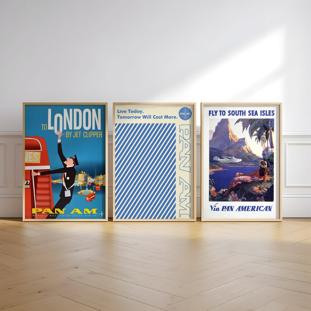 Panam Aviation Prints Vintage Pan Am Travel Posters Airline Wall Art ...