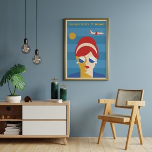 Retro BOAC Airline Travel Poster Aviation Wall Art Print Pilot Gift ...