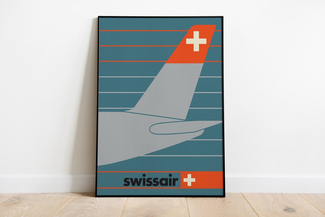 Swissair Airline Poster Switzerland Print Retro Travel Bauhaus Wall Art ...