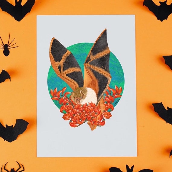 Painted Wooly Bat Art Print - Etsy