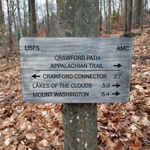 Replica Crawford Path Trail Sign, New Hampshire Trail Sign, Lakes of ...