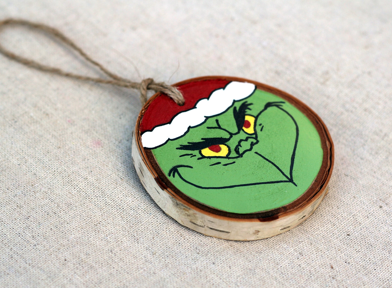 Grinch Ornament Wood Slice Ornament Wooden Christmas - Etsy