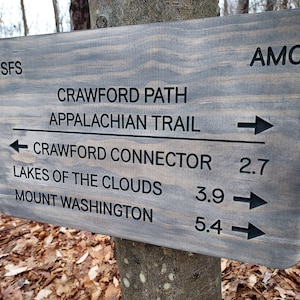 Replica Crawford Path Trail Sign, New Hampshire Trail Sign, Lakes of ...
