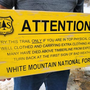 White Mountain Warning Sign, Presidential Range, New Hampshire Trail ...