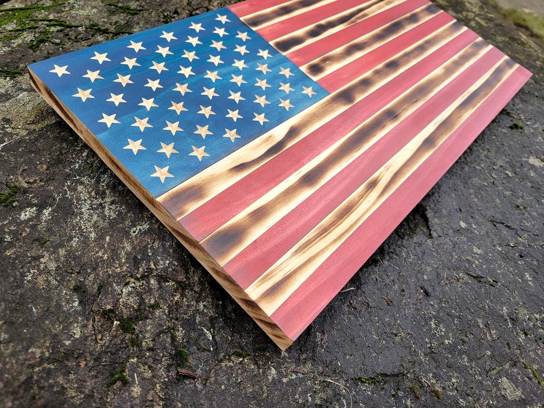 Rustic American Flag, Wooden Flag, Burned Wood Flag - Etsy