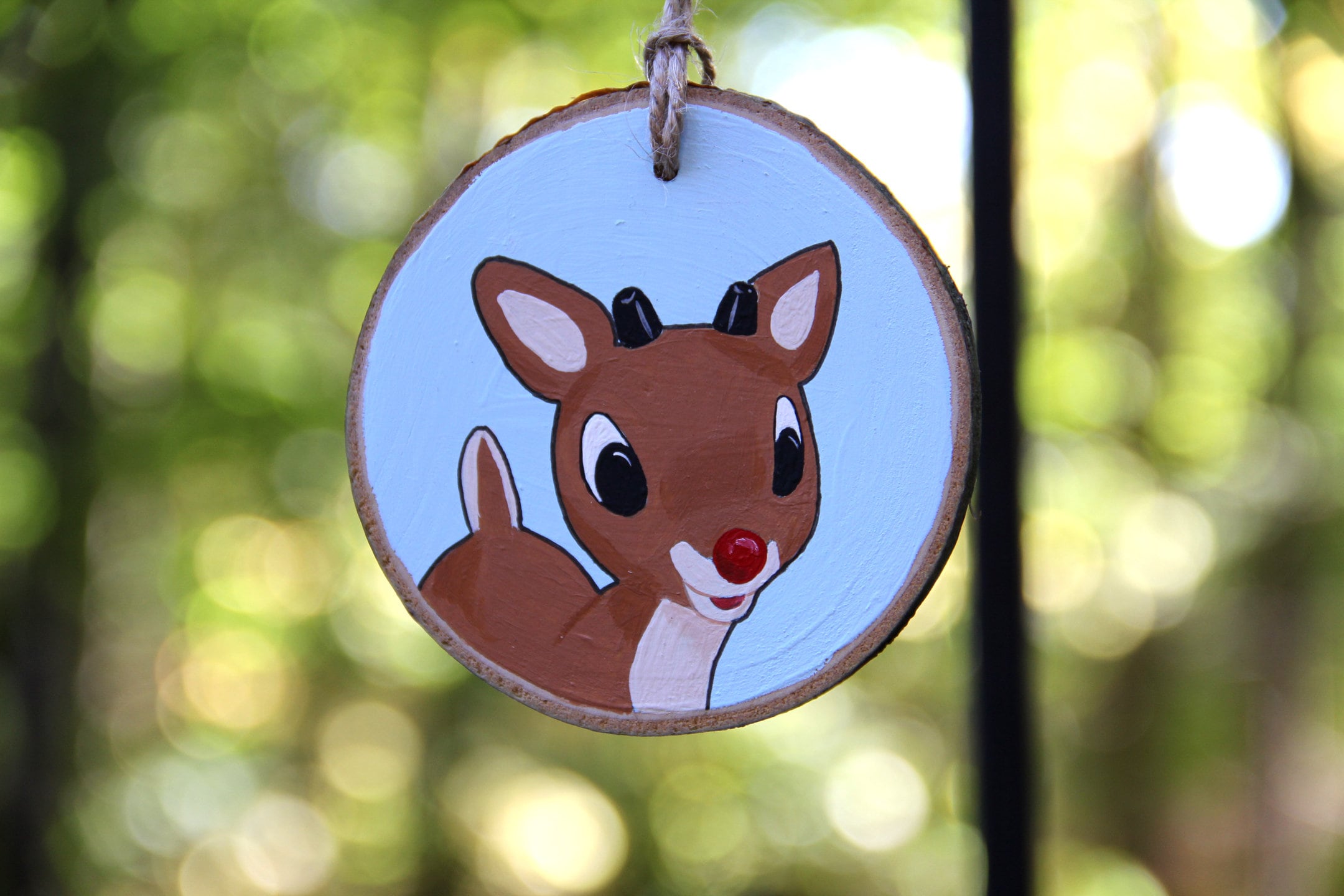 Rudolph Ornament, Rudolph the Red-nosed Reindeer, Wood Slice Ornament ...