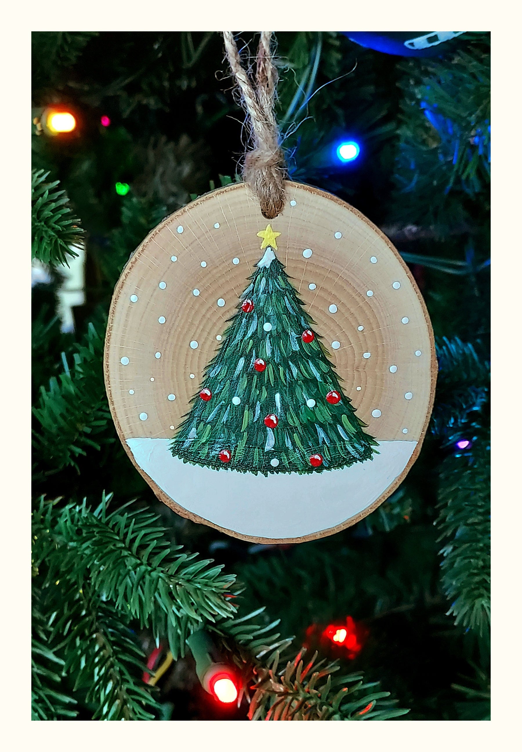 Christmas Tree Wood Slice Ornament Rustic Ornament Wooden | Etsy