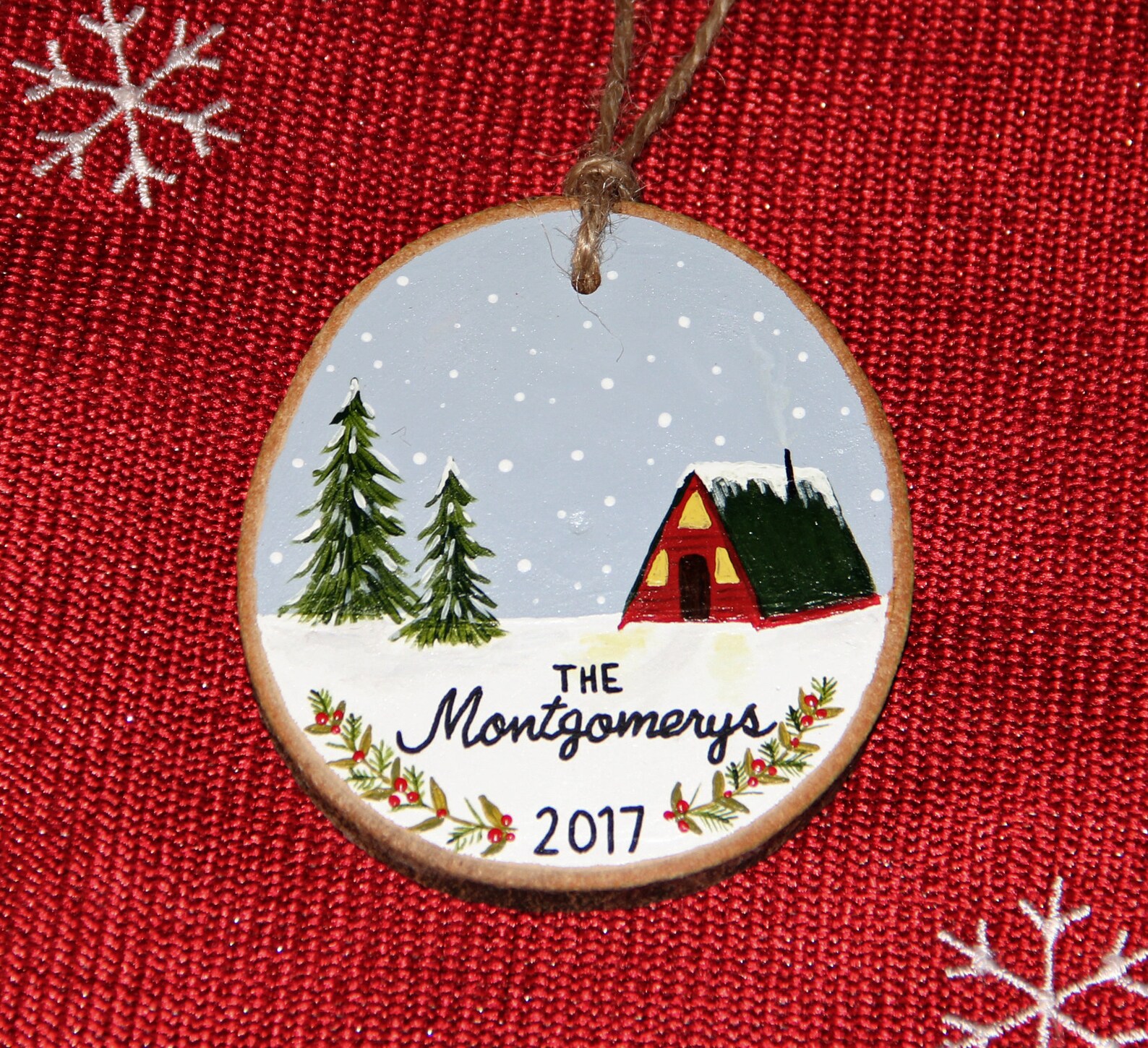 Snowy A-frame Cabin Wood Slice Ornament Rustic Ornament - Etsy