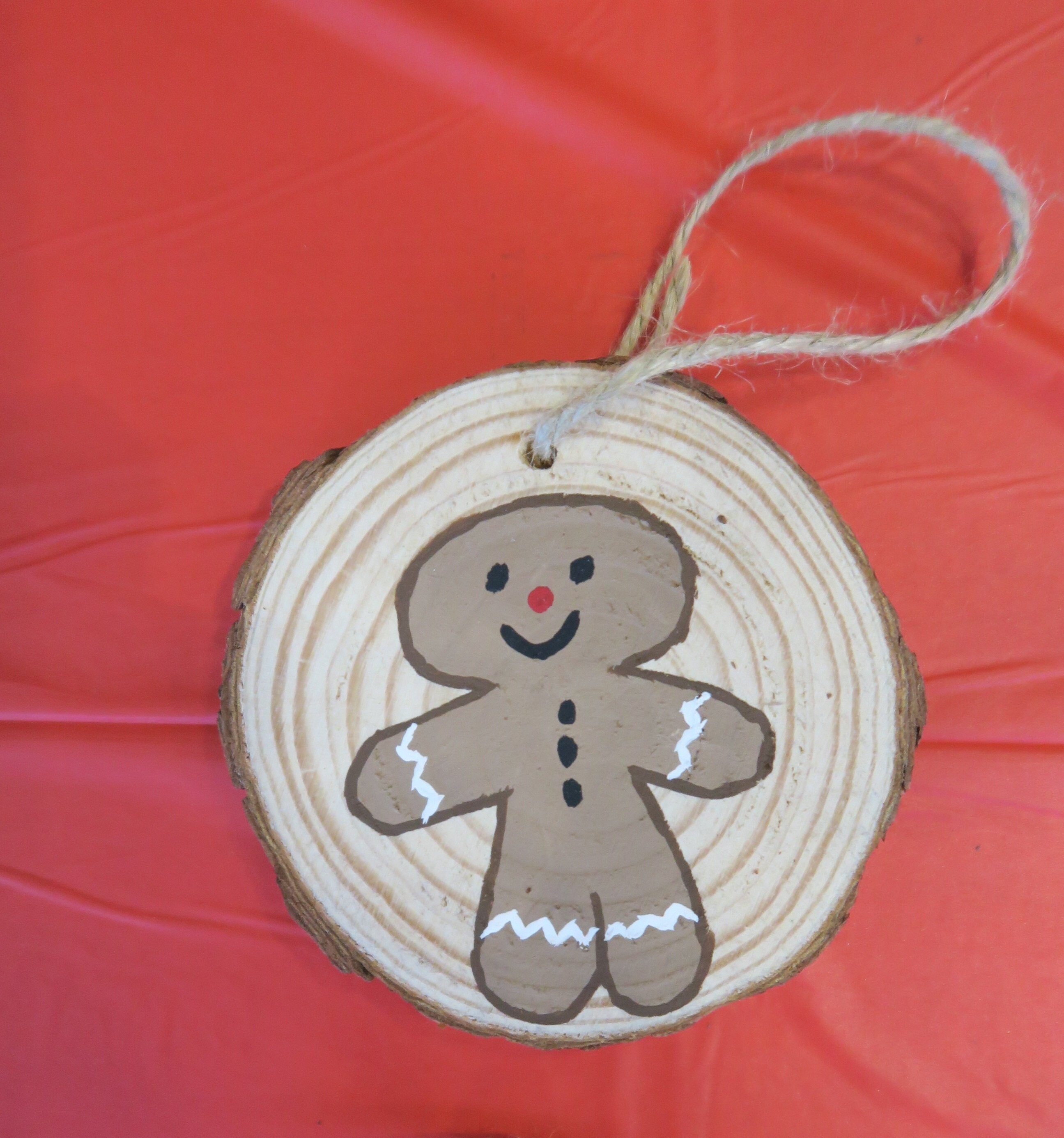 Gingerbread Man Wood Slice Ornament | Etsy