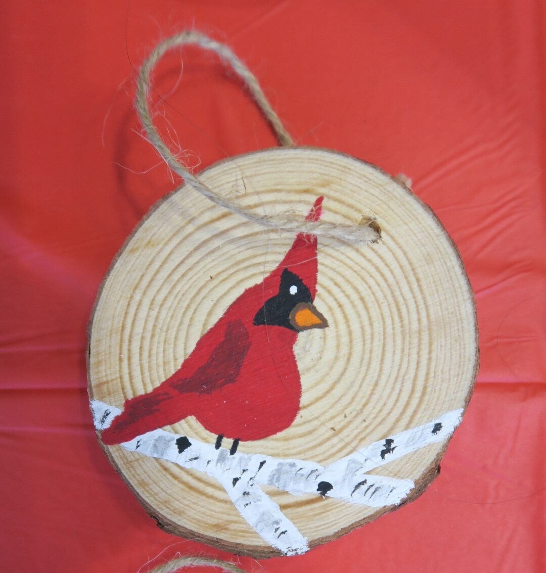 Cardinal Wood Slice Ornament - Etsy
