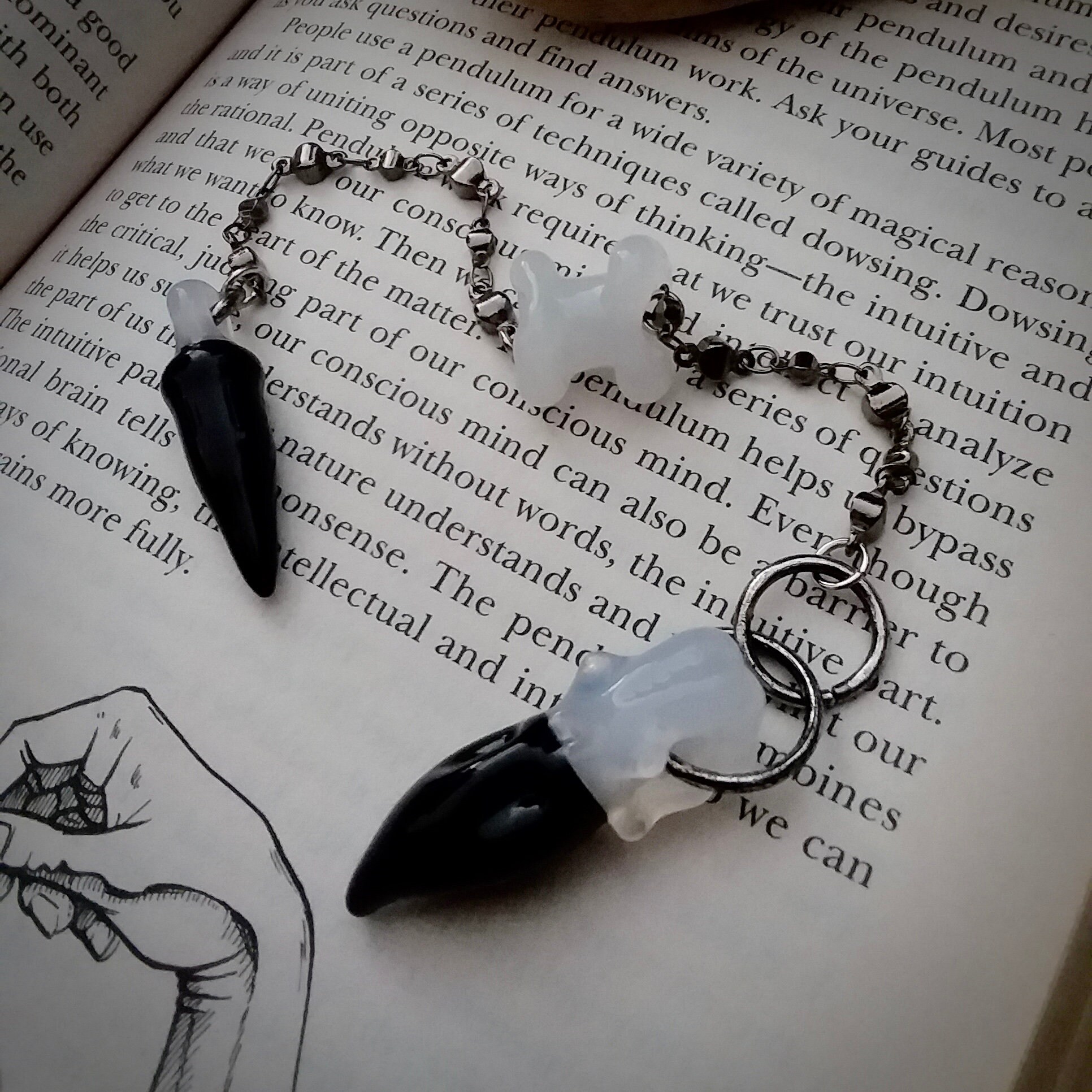 Glass Bird Skull & Bone Pendulum - Etsy