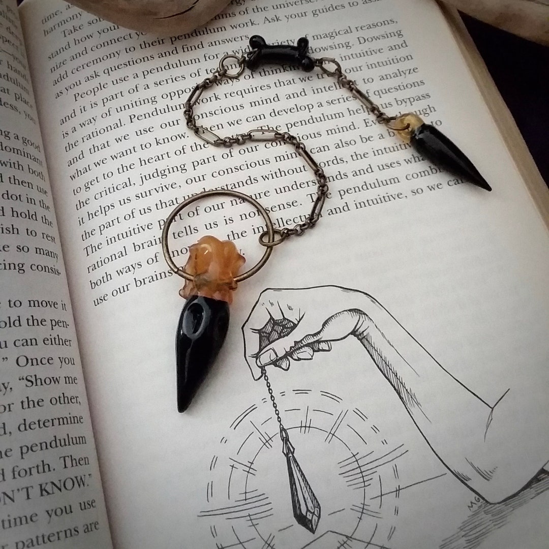 Glass Bird Skull & Bone Pendulum - Etsy