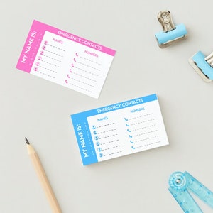 Printable Emergency Contact Card - Etsy