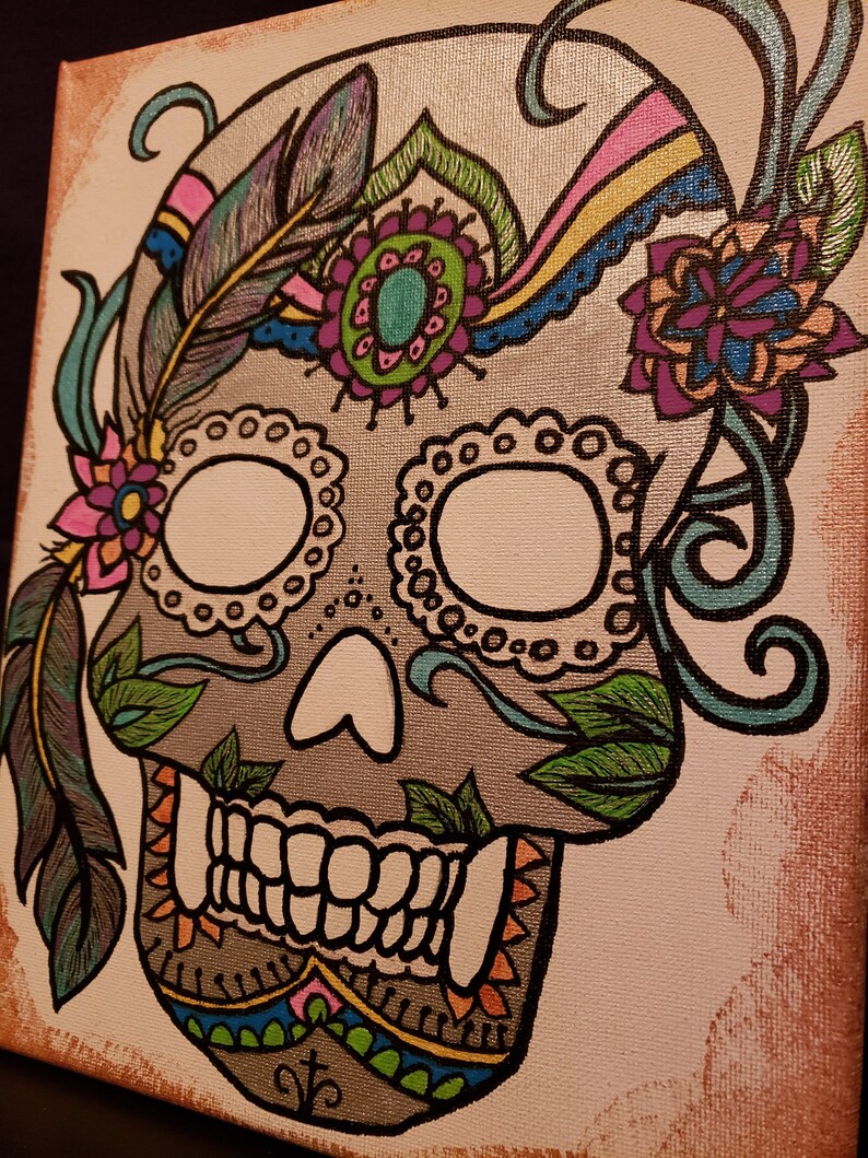 BOHO Skull Painting - Etsy