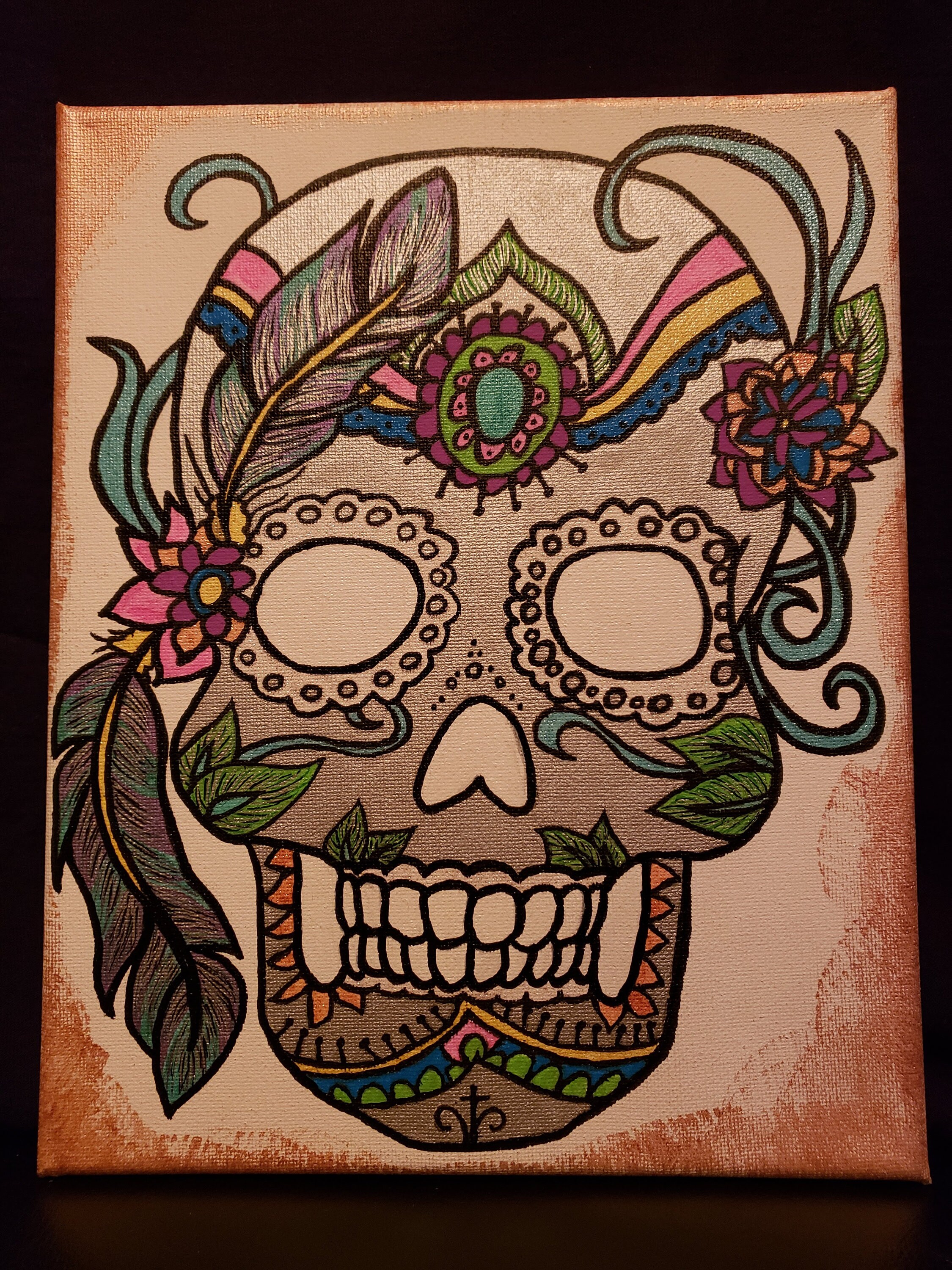 BOHO Skull Painting - Etsy