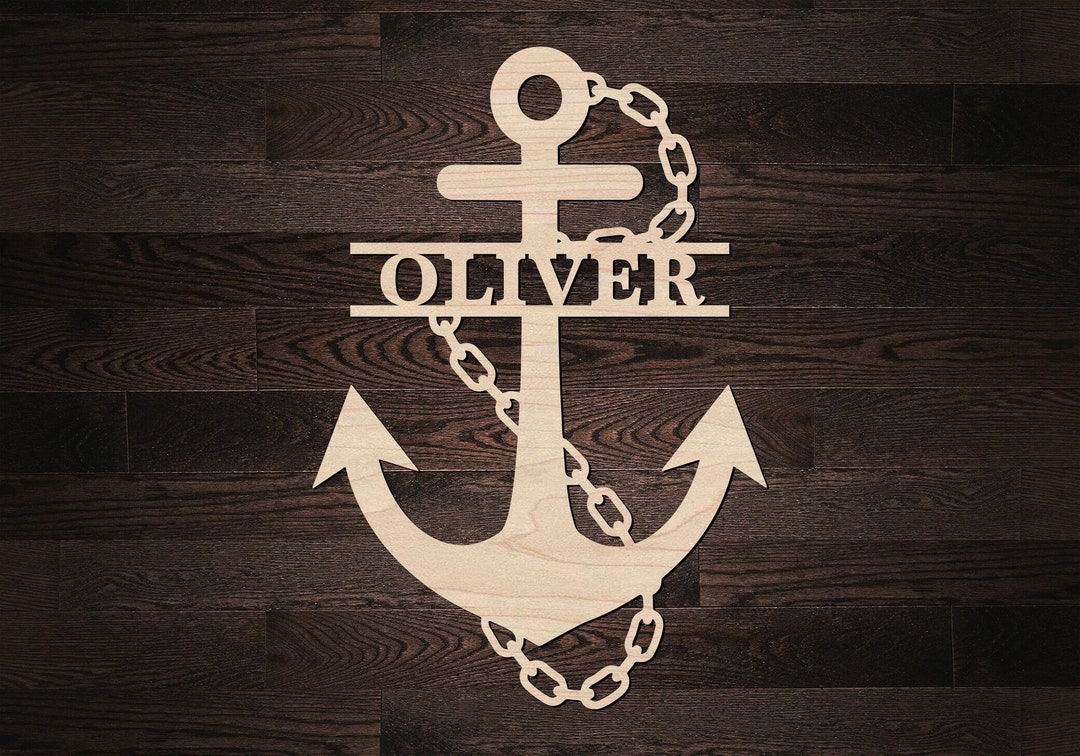 Naval Anchor Name Sign | Custom Wood Name Sign | Logo Wood Sign ...