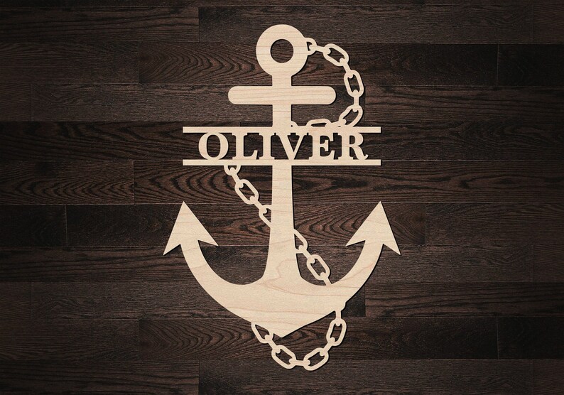 Naval Anchor Name Sign | Custom Wood Name Sign | Logo Wood Sign ...