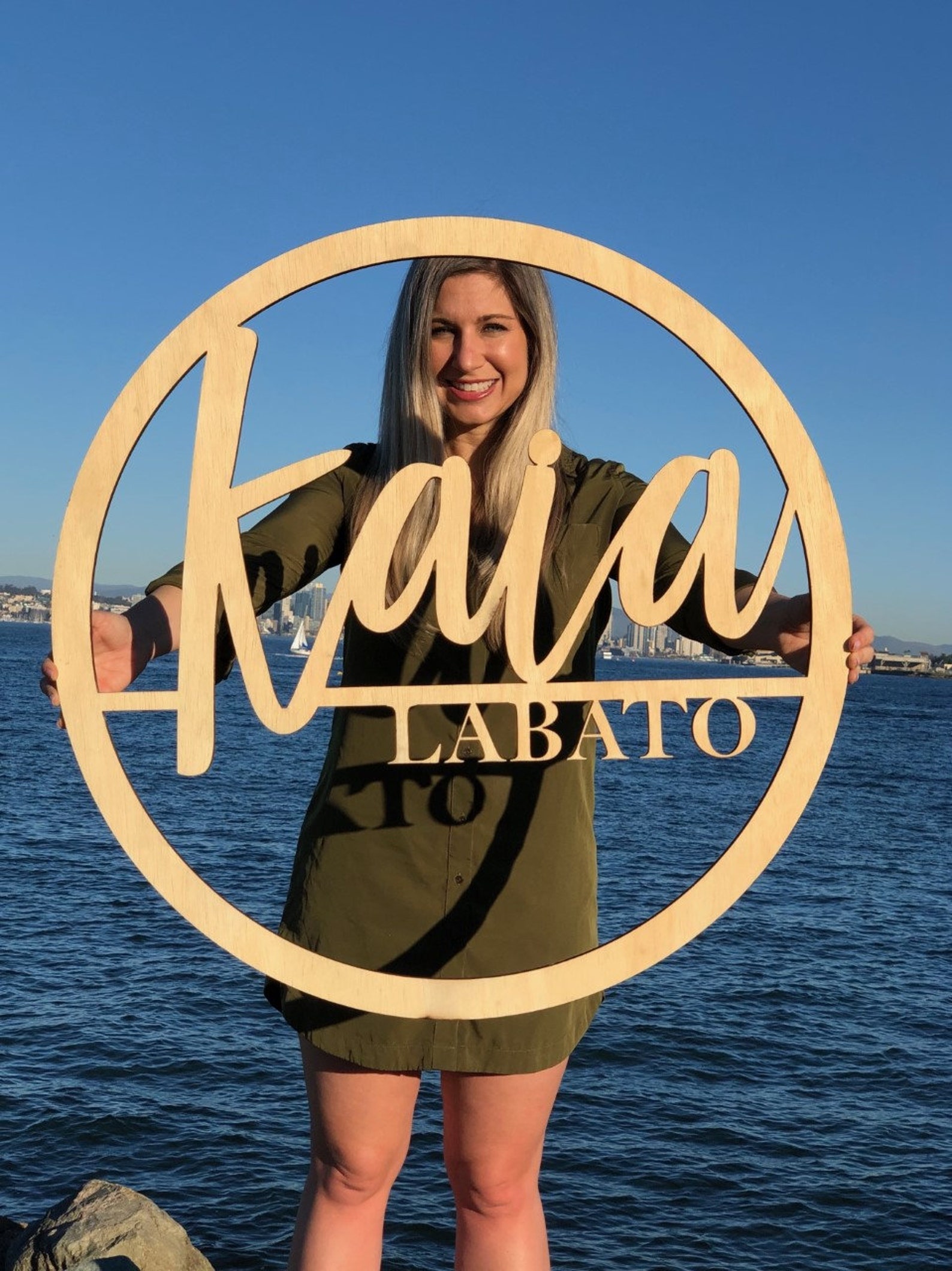 Custom Wood Name-circle Single Line Cutout-wedding Names-round - Etsy