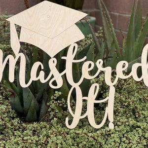 Mastered It Graduation Sign With Cap Custom Photo Prop Balloon Backdrop ...