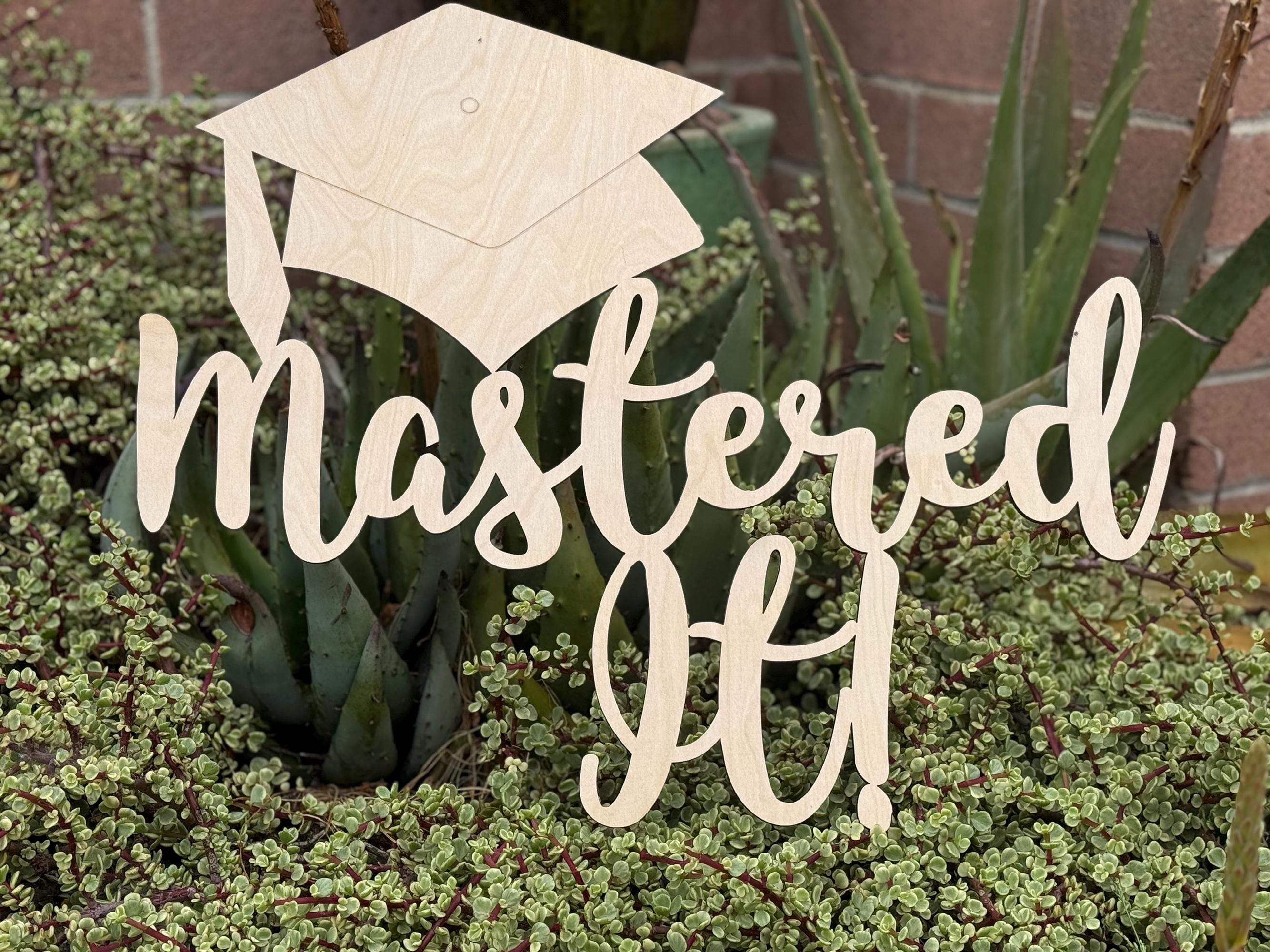 Mastered It Graduation Sign With Cap Custom Photo Prop Balloon Backdrop ...