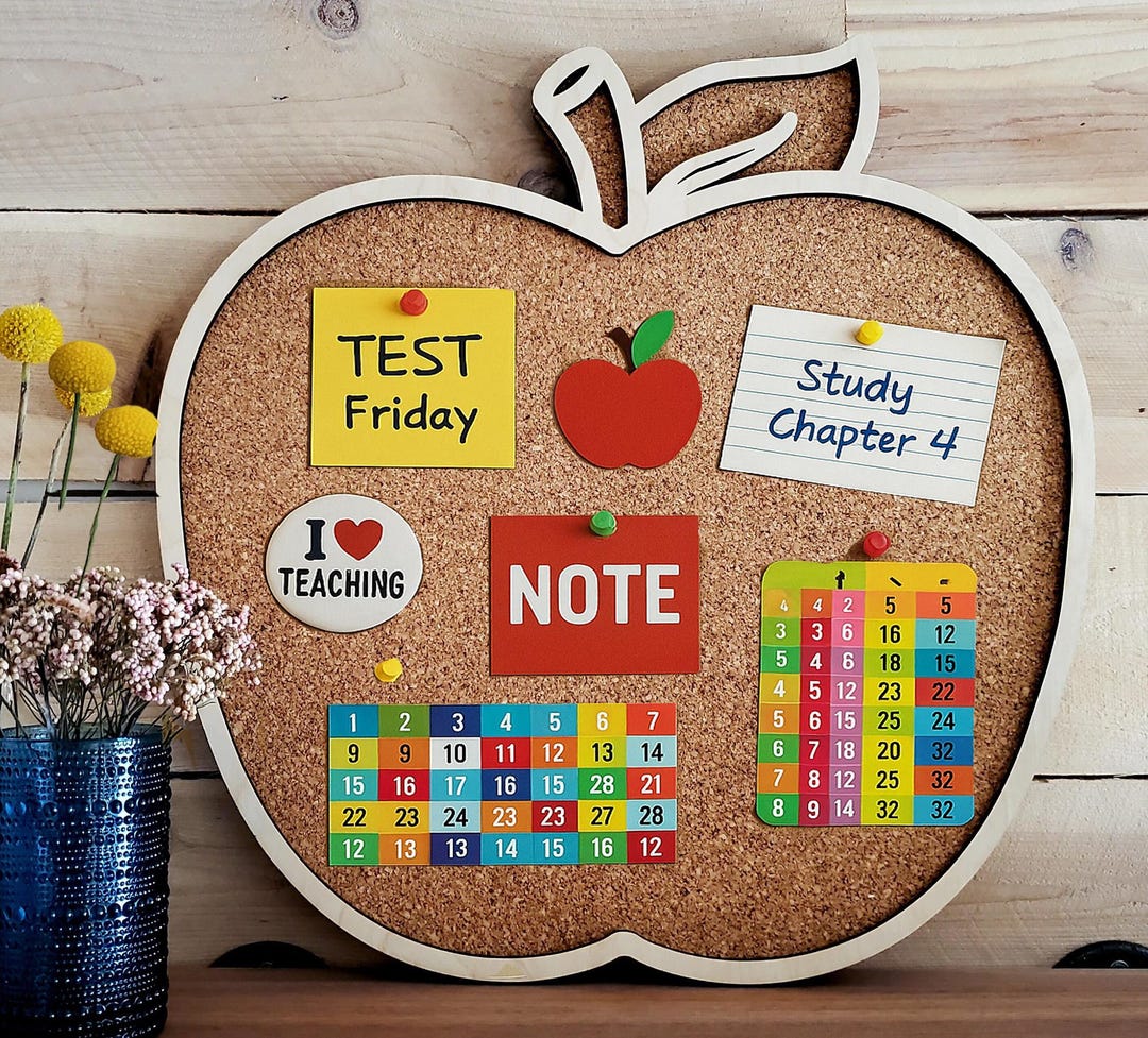 Teacher Appreciation Apple Cork Pin Board With Frame Classroom Vision ...