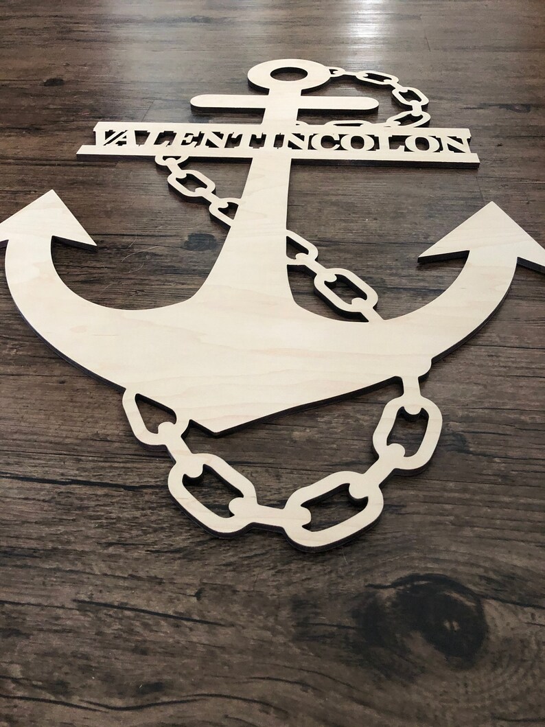 Naval Anchor Name Sign | Custom Wood Name Sign | Logo Wood Sign ...