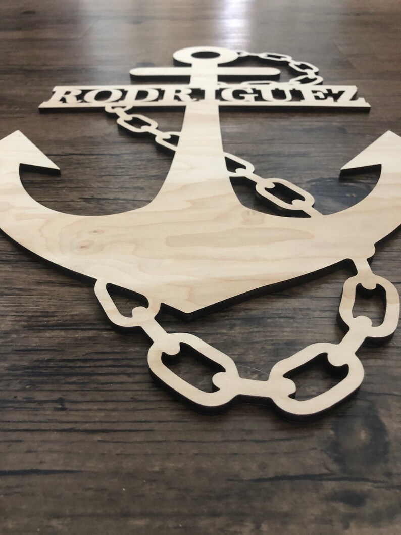 Naval Anchor Name Sign | Custom Wood Name Sign | Logo Wood Sign ...