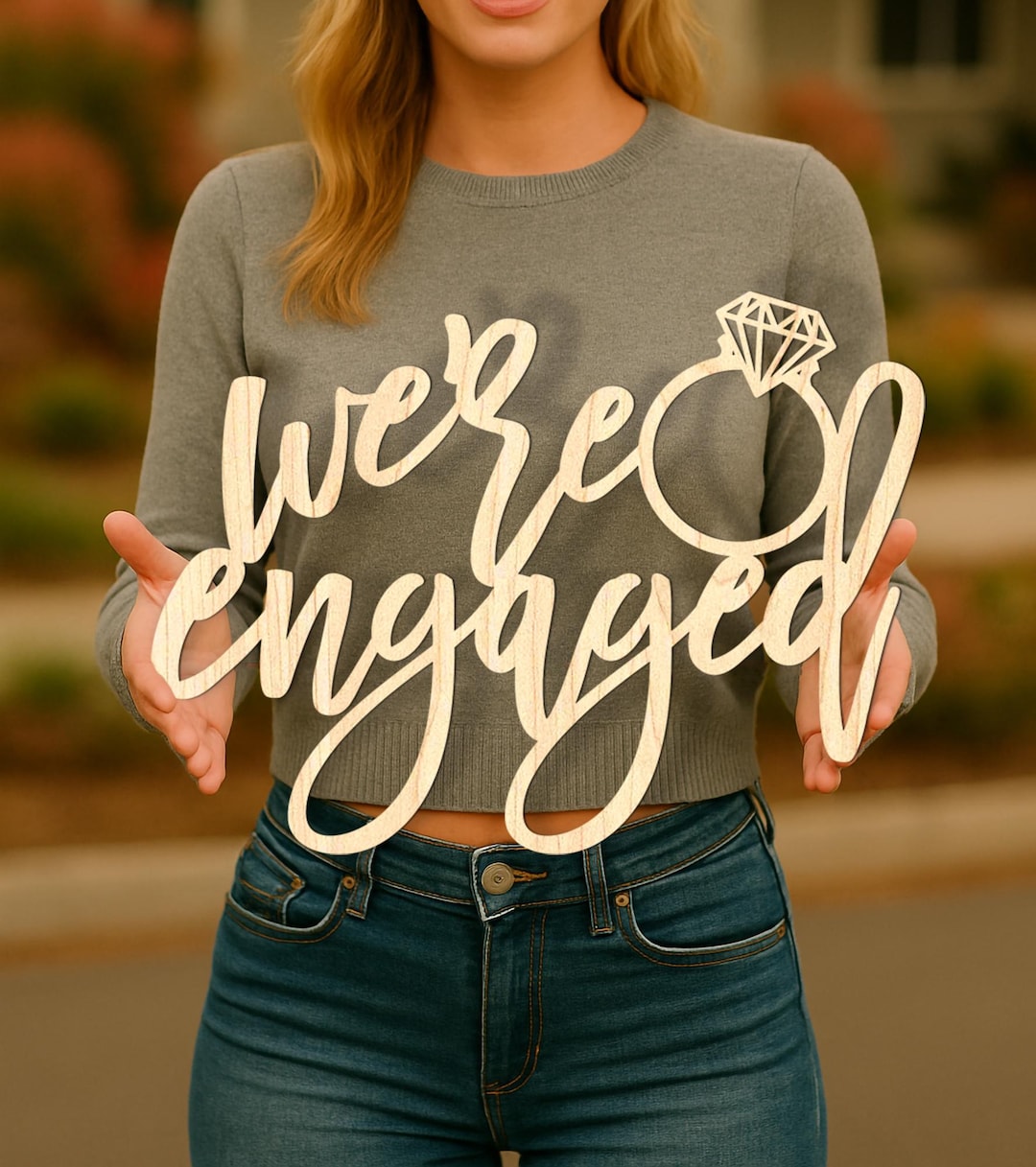 We're Engaged Unique Engagement Sign, Wood Party Photo Prop Backdrop ...