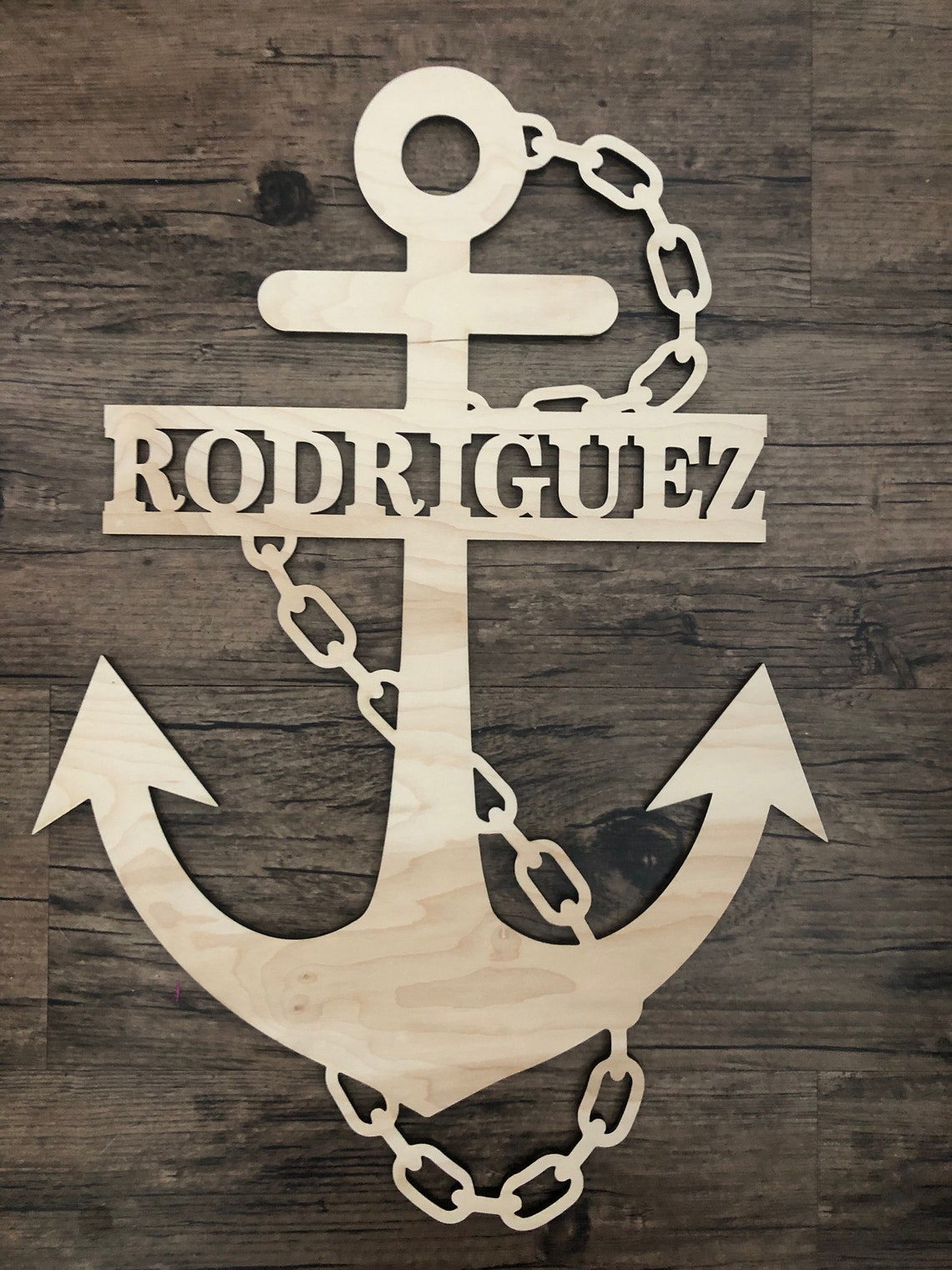 Naval Anchor Name Sign | Custom Wood Name Sign | Logo Wood Sign ...