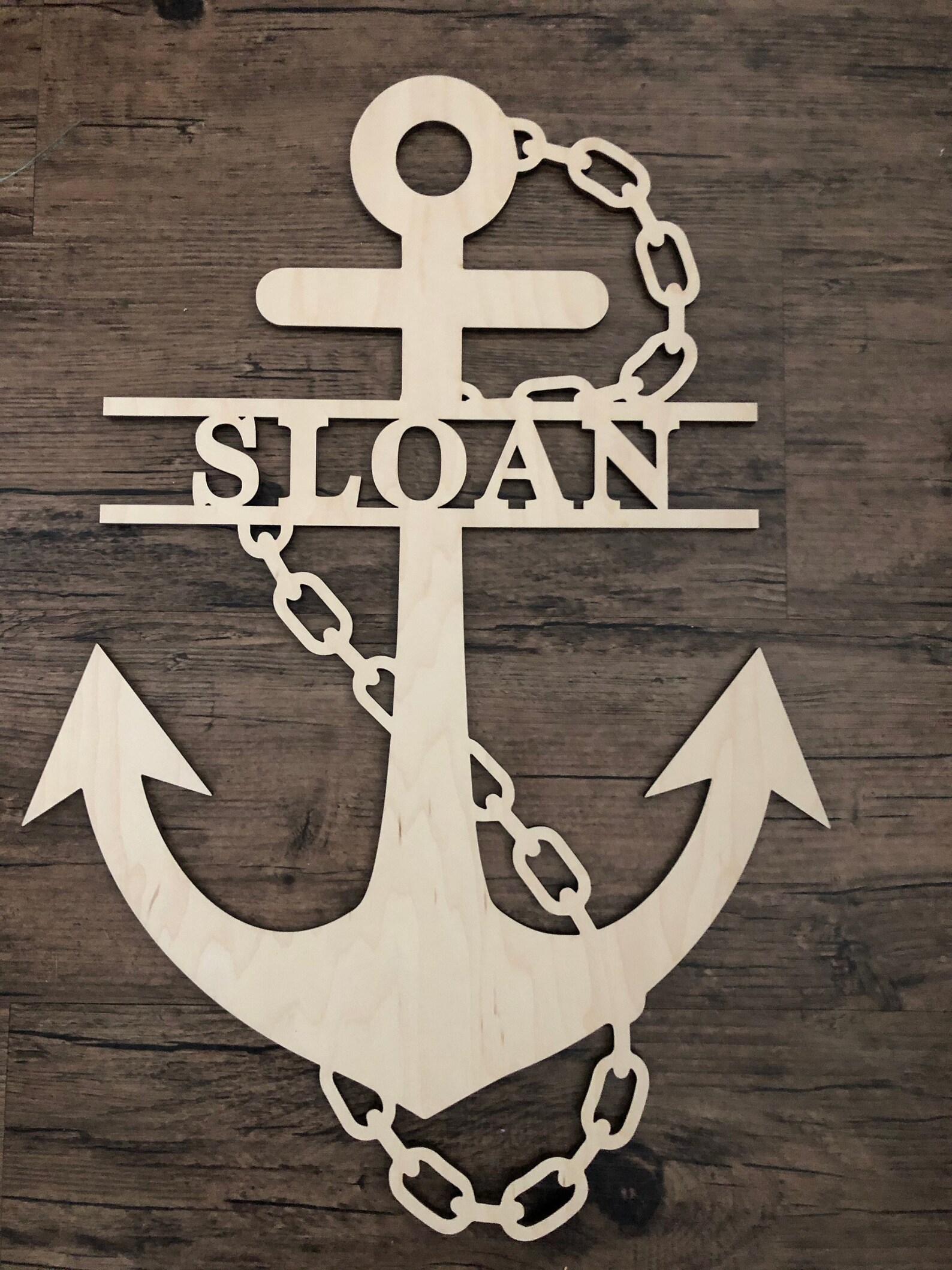 Naval Anchor Name Sign | Custom Wood Name Sign | Logo Wood Sign ...