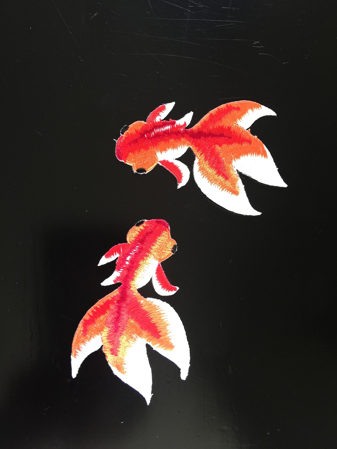 One Pair of Baby Goldfish Iron on Sew on Full Embroidered Patch ...