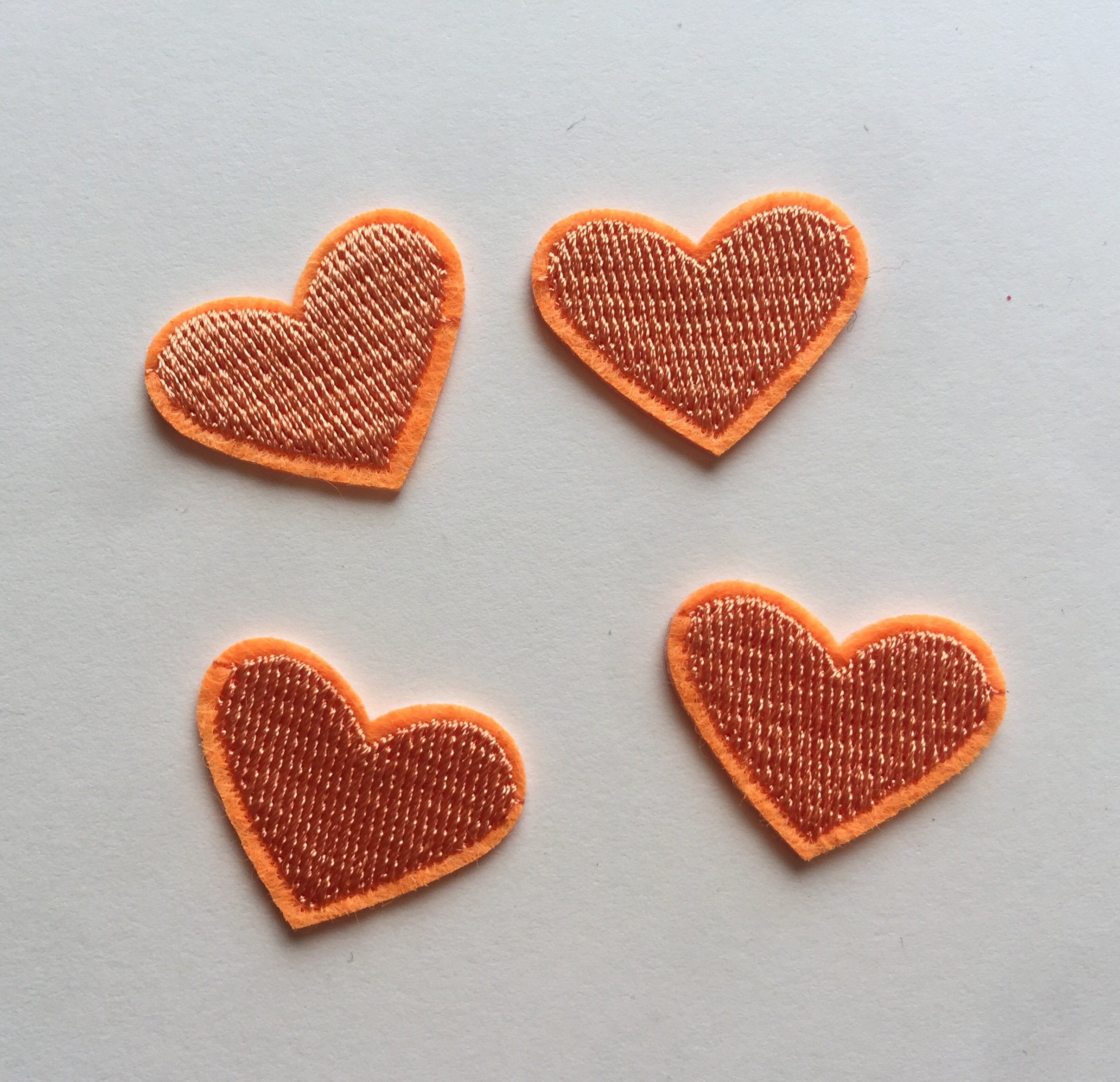 Set of 4 Hearts Iron on Sew on Full Embroidered Patch Appliqués Badge ...