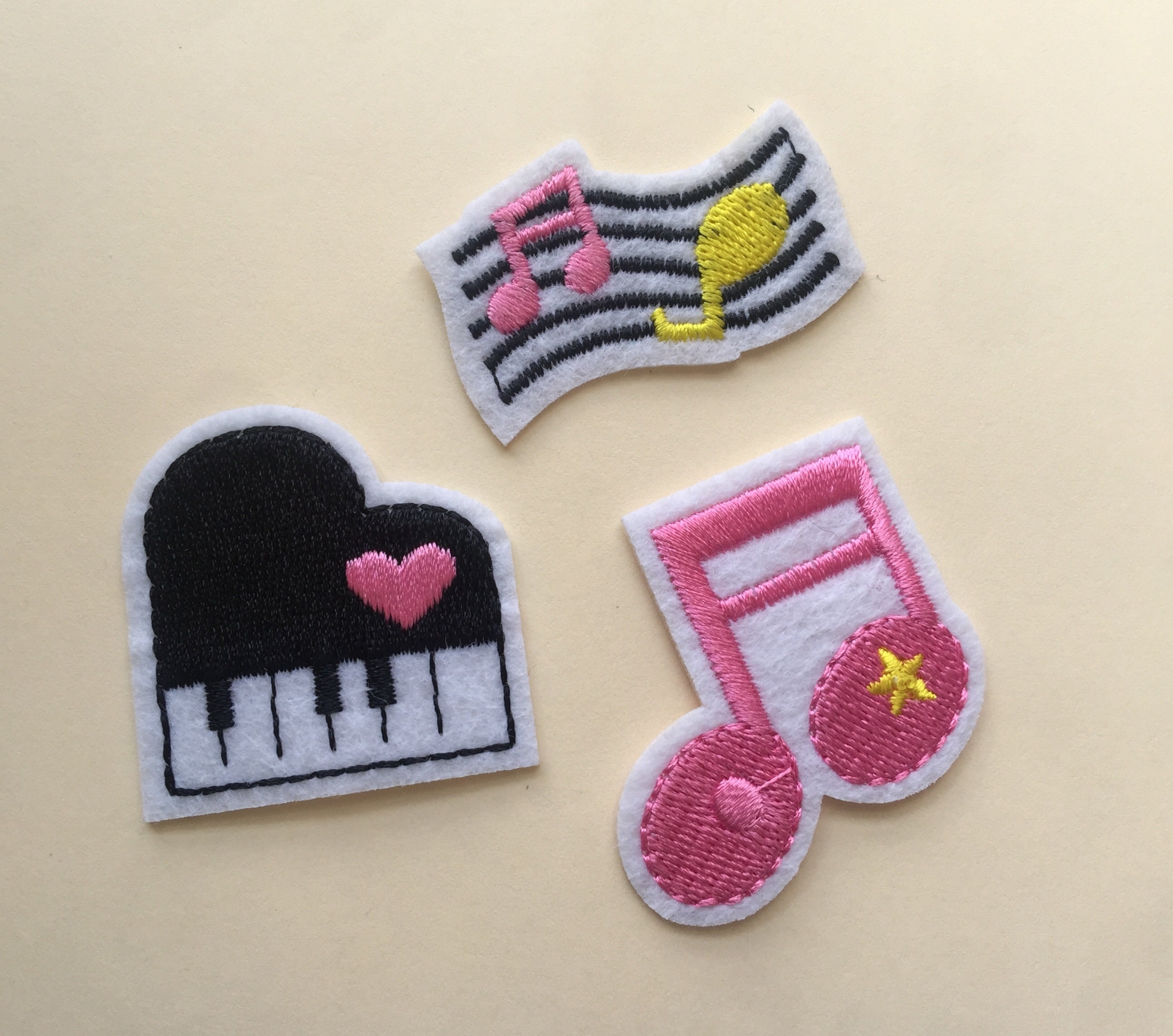 Set of 3 Piano Music Notes Iron On Sew On Embroidered Patch | Etsy