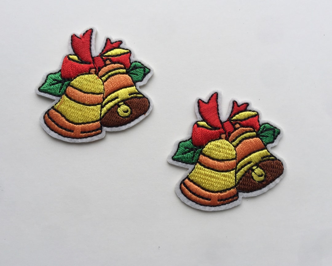 Jingle Bell Christmas Embroidered Patch Appliqués: Iron/sew on (set of ...