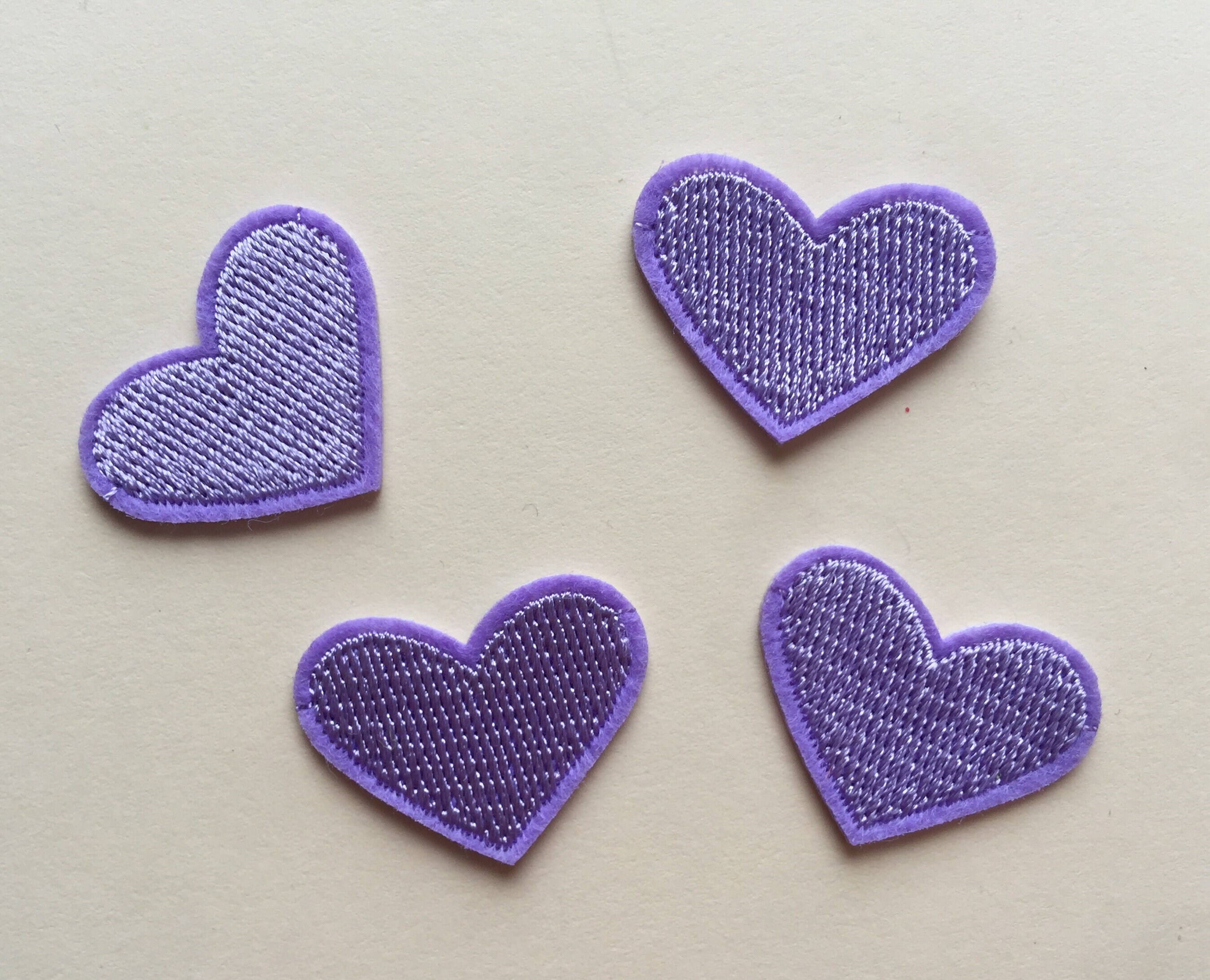 Set of 4 Hearts Iron on Sew on Full Embroidered Patch Appliqués Badge ...