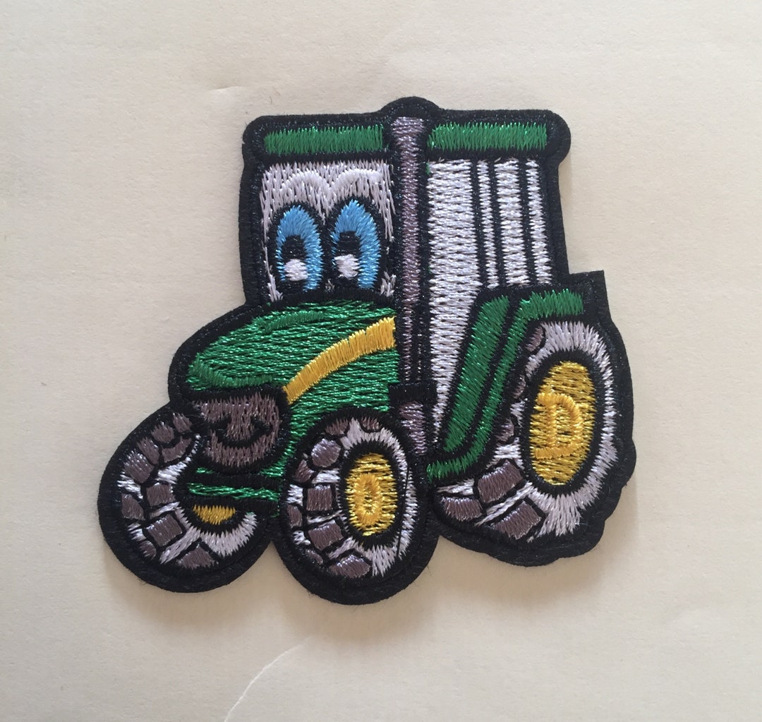Green Farm Tractor Iron / Sew on Embroidered Patch Appliqués Badge - Etsy