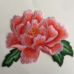 Large Peony Flower Sew on Embroidered Patch Appliqués Badge, Seven ...