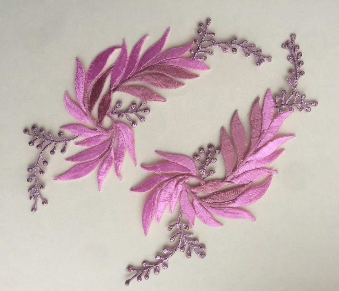 Pink Floral Embroidered Appliqué Patches: Iron On, Sew on (set of 2) - Etsy