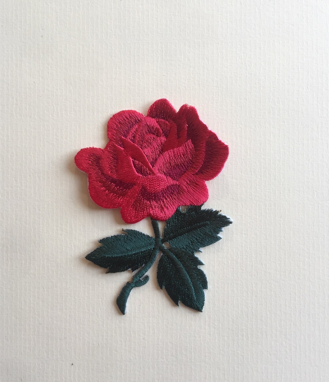 Red Rose Iron / Sew on Embroidered Patch Appliqués Badge - Etsy