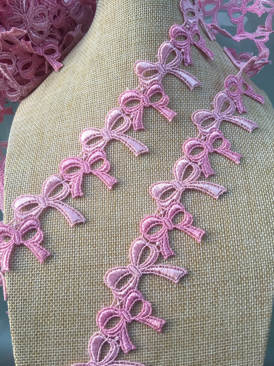 2 Meters Pink Flower Crochet Lace Trim Dress Trimming Art Craft - Etsy