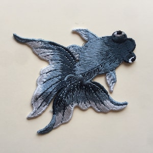 One Pair of Grey Colour Fish Sew on Embroidered Patch Appliqués Badge ...