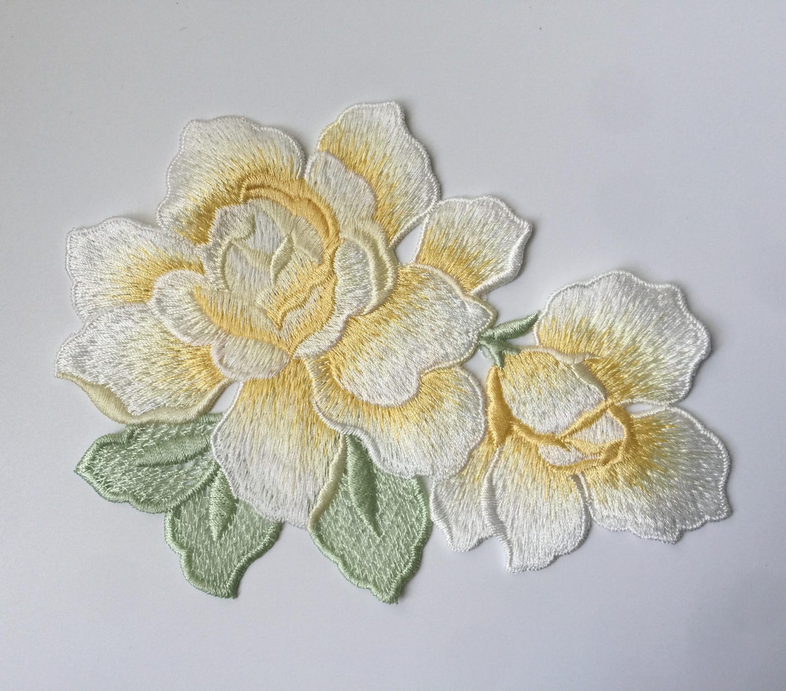 Large Camellia Flower Embroidered Sew-on Patch - Pink, Blue, Yellow - Etsy