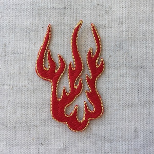 Red Fire Patch, Fire Flames Iron on Sew on Full Embroidered Patch ...