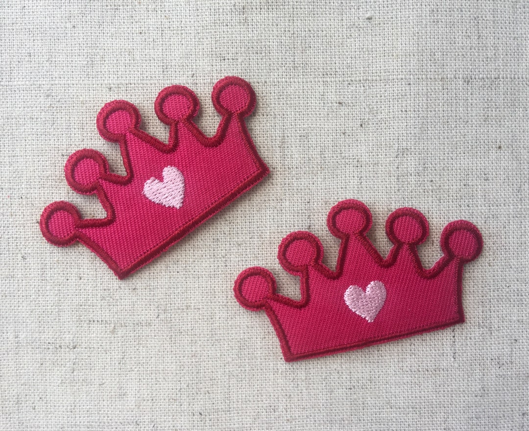 Set De 2 Pink Princess Crown Iron On Sew On Embroided Patch Appliqués Badge - Etsy France