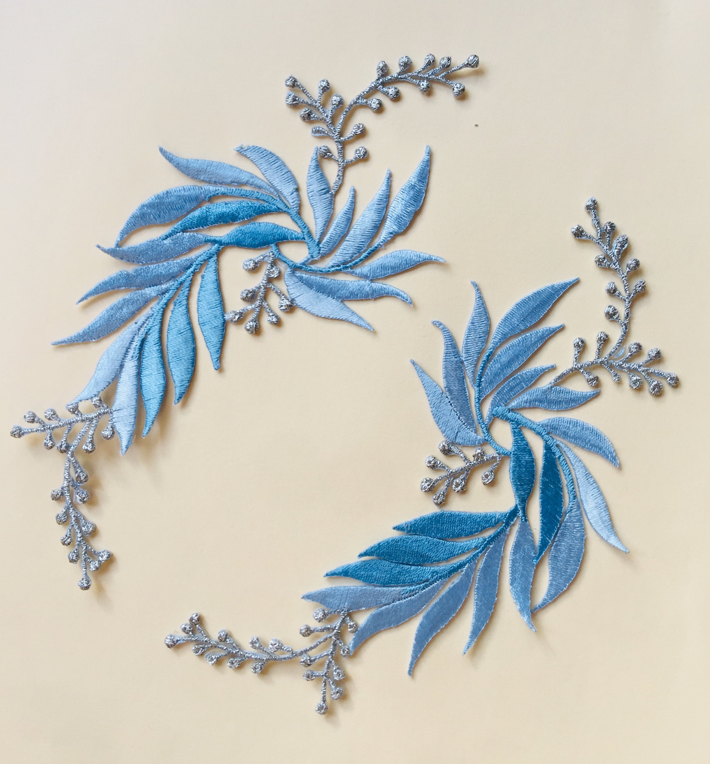Set of 2 Blue Flower Iron on Sew on Full Embroidered Patch Appliqués ...