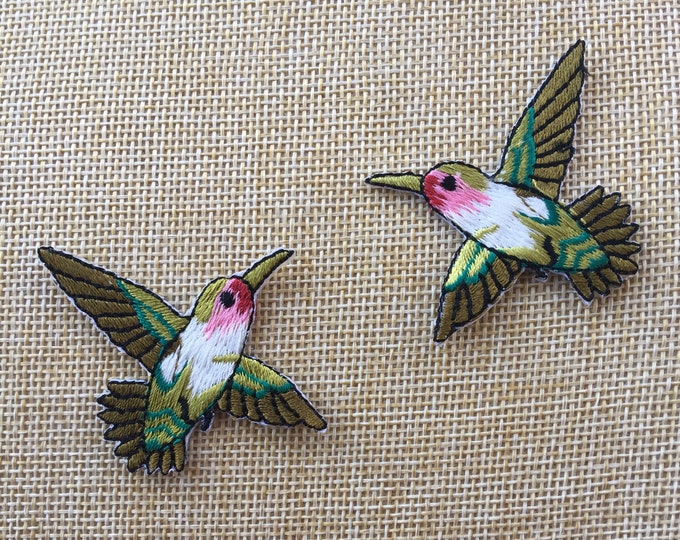 Set of 2 Birds Hummingbird Iron/ Sew on Full Embroidered Patch | Etsy
