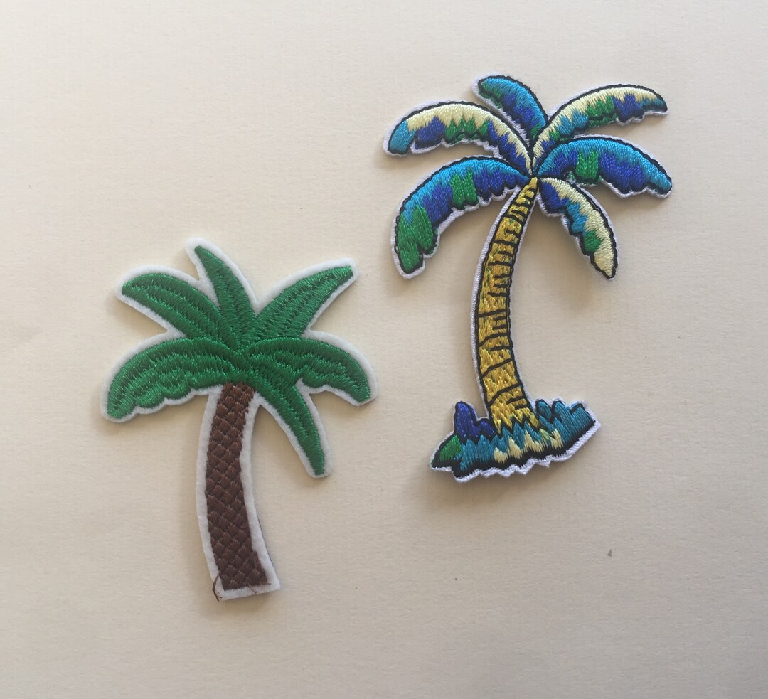 Coconut Palm Tree Embroidered Patch Appliqués - Set of 2 - Etsy