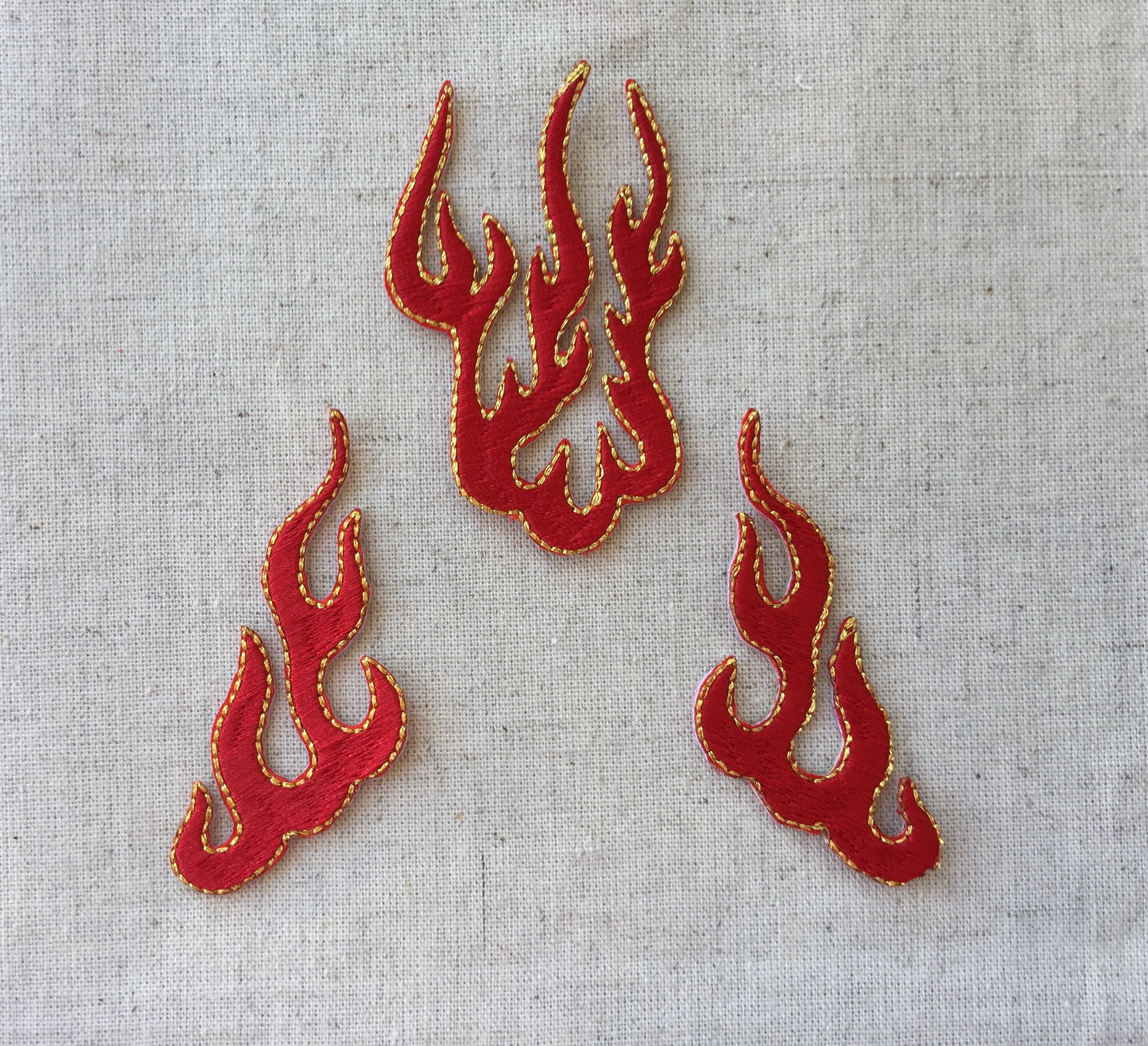 Red Fire Flame Embroidered Patch: Iron on Sew on Appliqué Badge - Etsy