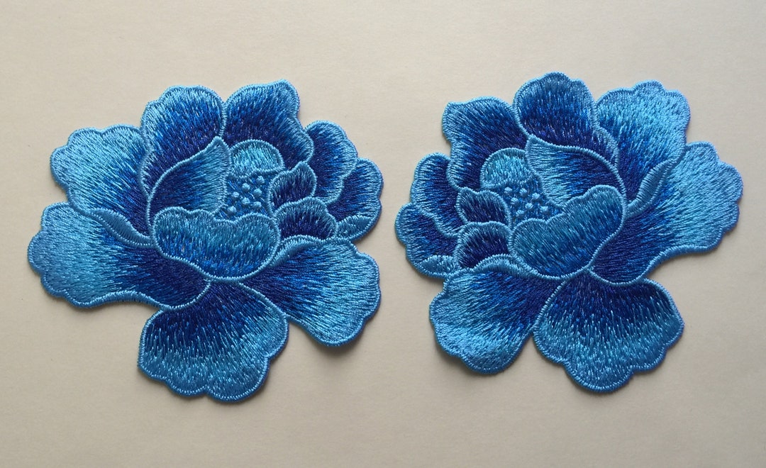Set of 2 Rose Flowers Sew on Full Embroidered Patch Appliqués Badge - Etsy