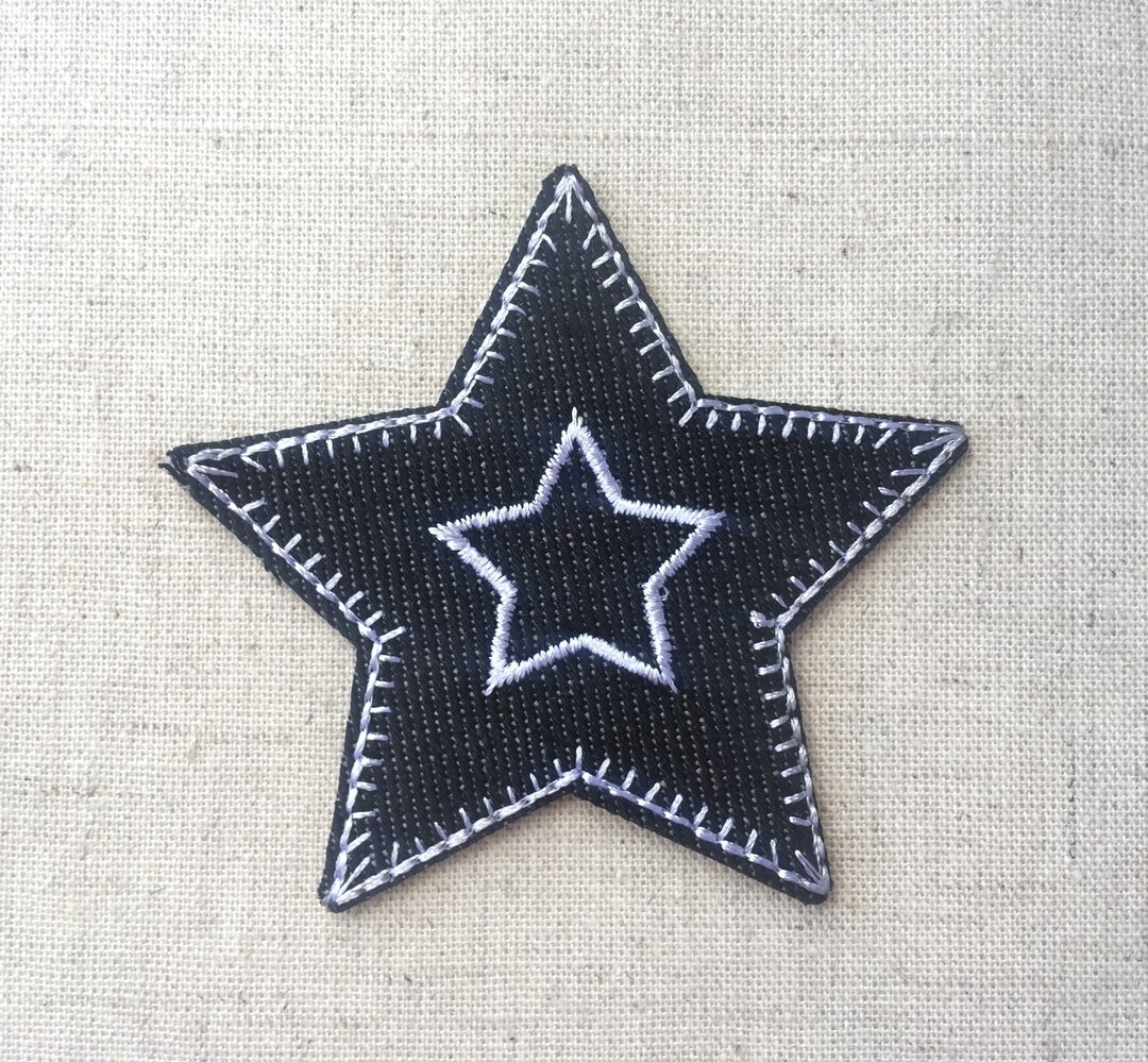 Black Jeans Colour Star Iron on Sew on Embroidered Patch Appliqués ...